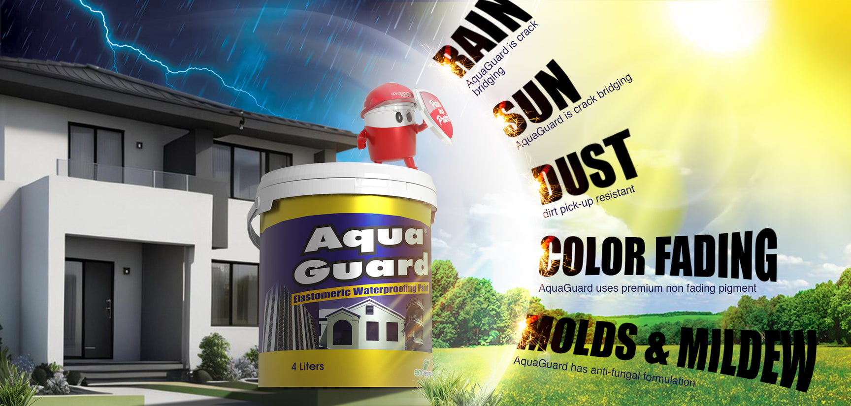 UNIVERSAL AQUAGUARD ELASTOMERIC WATERPROOFING PAINT – Universal Paint PH